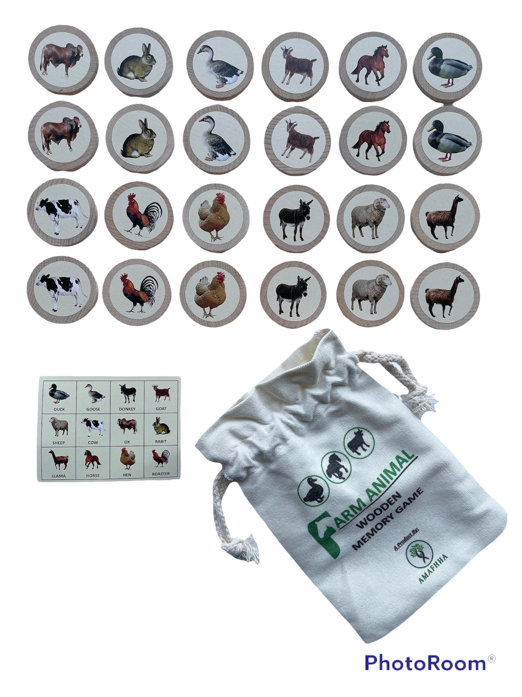 Wooden Real Picture Memory Game for Kids Toddlers and Babies Montessori ...