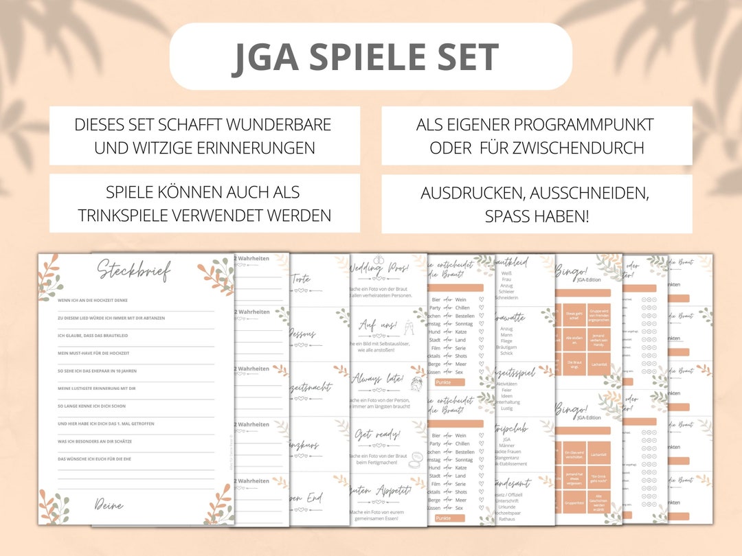 JGA Women Games to Print Boho JGA Games Hen Party Games 10 Bridal ...