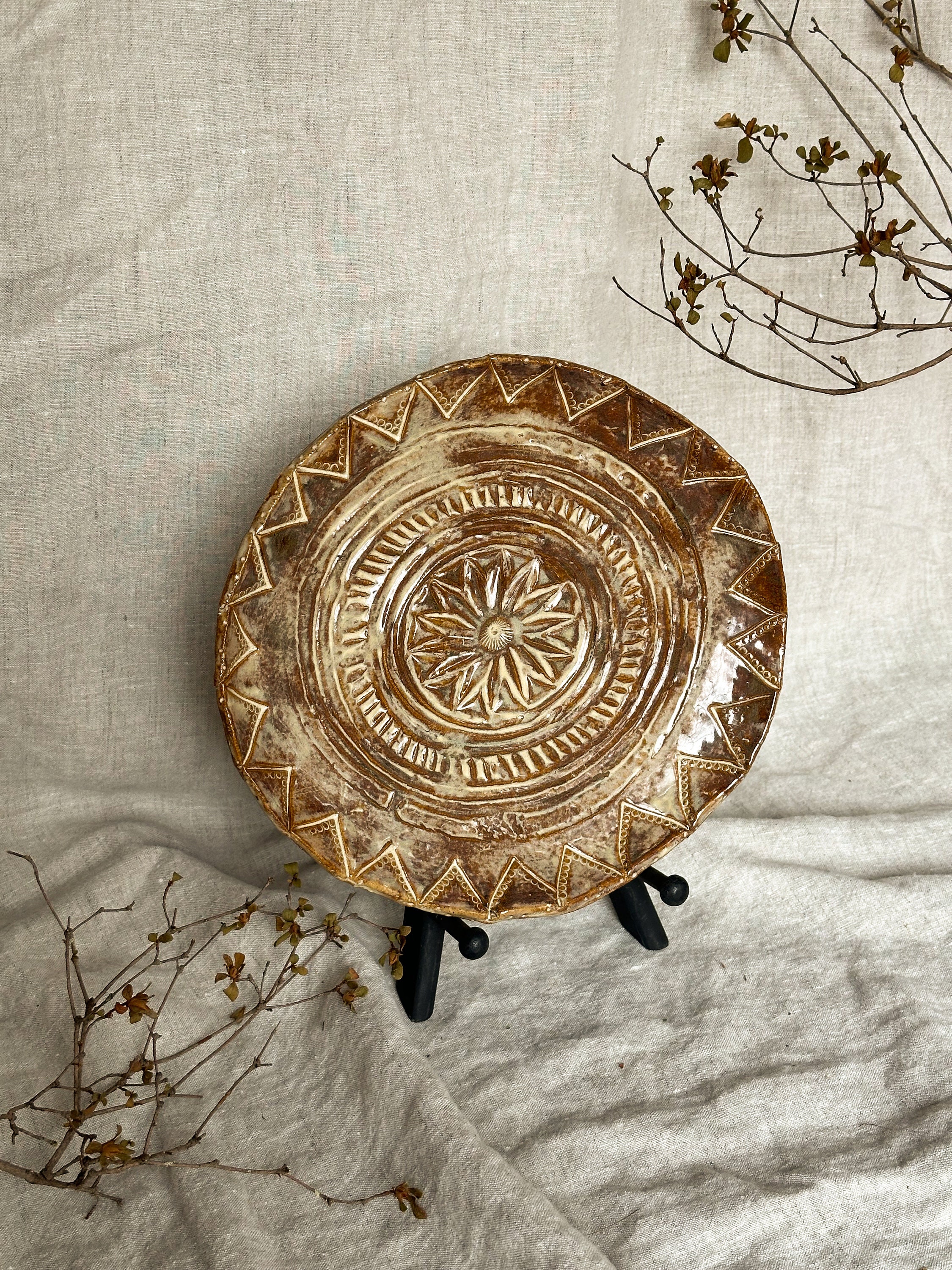 Vintage Brown Pottery Plate / Mcm Pottery / Mid Century Modern Pottery ...