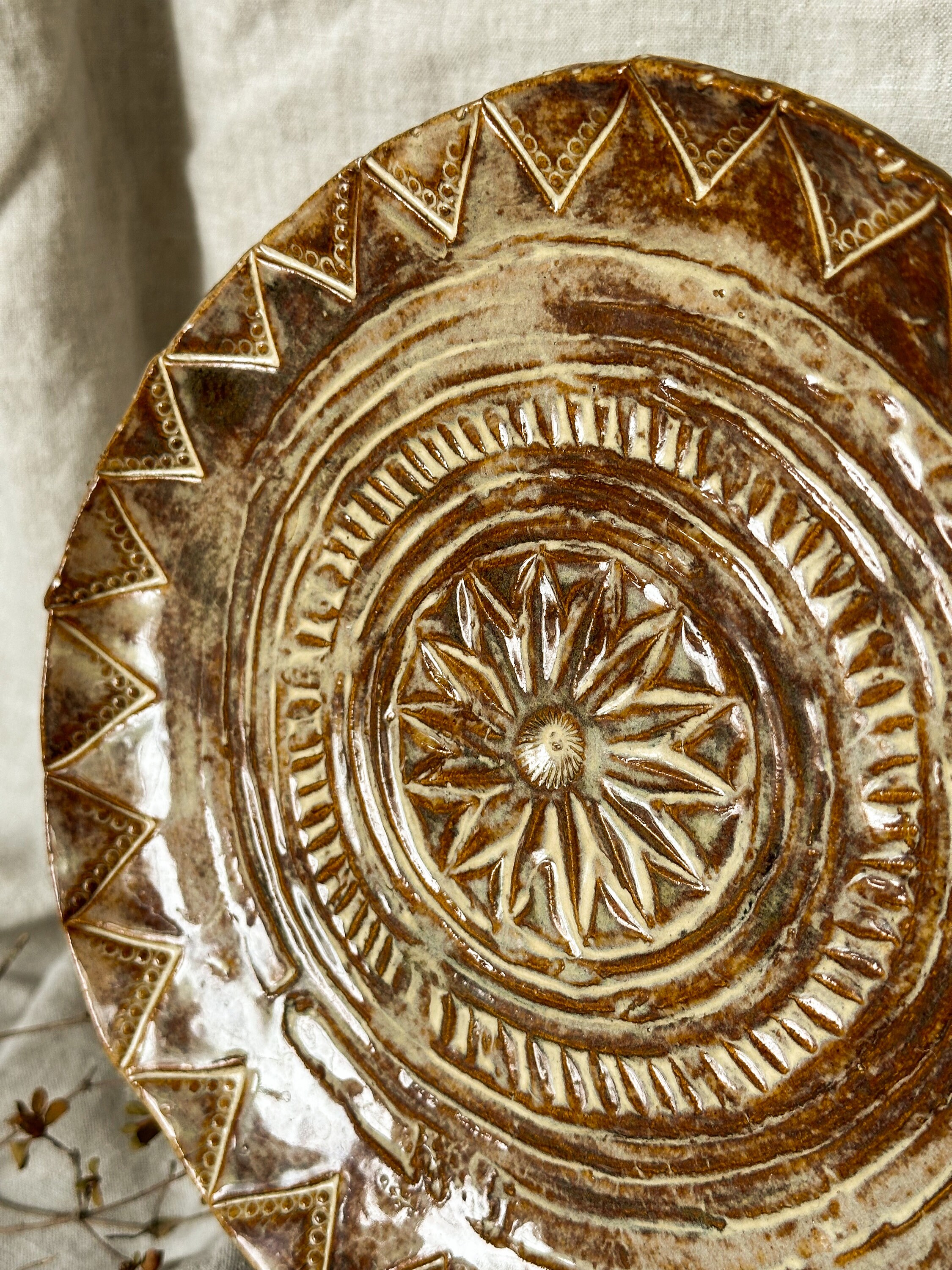 Vintage Brown Pottery Plate / Mcm Pottery / Mid Century Modern Pottery ...