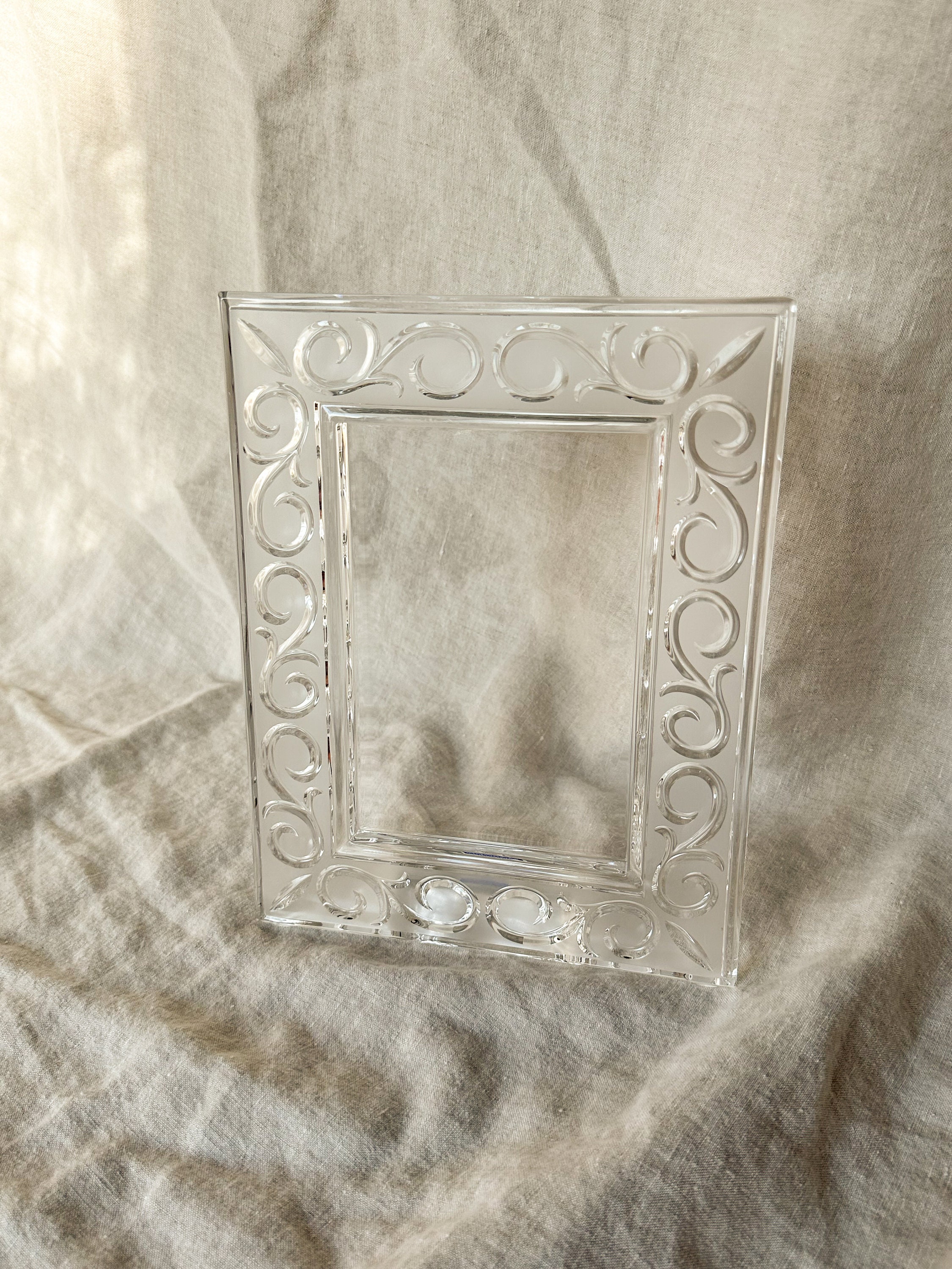 Vintage Crystal Photo Frame / Swirl Design / Glass Picture Frame ...