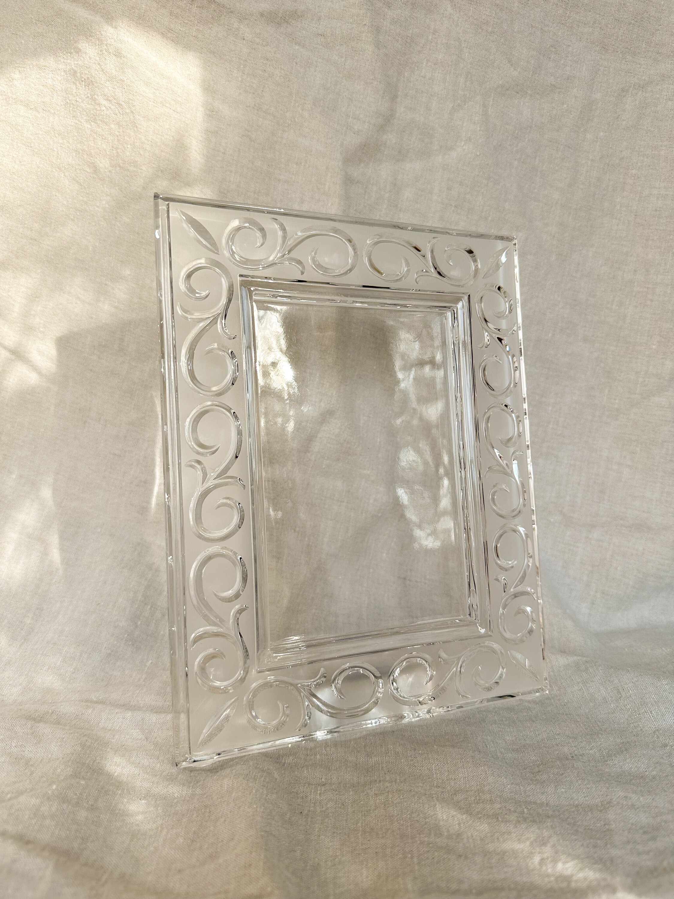 Vintage Crystal Photo Frame / Swirl Design / Glass Picture Frame ...