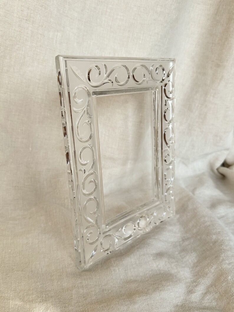 Vintage Crystal Photo Frame / Swirl Design / Glass Picture Frame ...