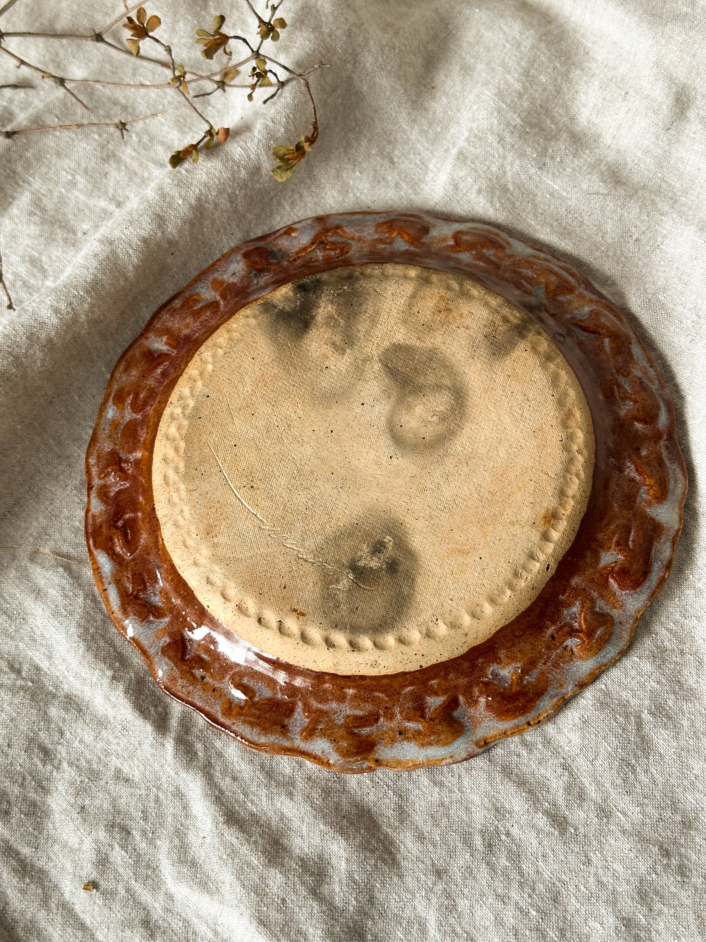 Vintage Handmade Pottery Plate / Brown Pottery Plate Collectable / Mcm ...