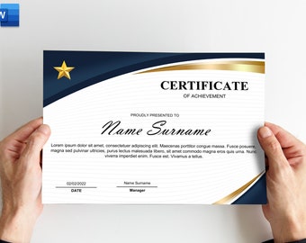 Microsoft Word Certificate Template, Editable Certificate of ...
