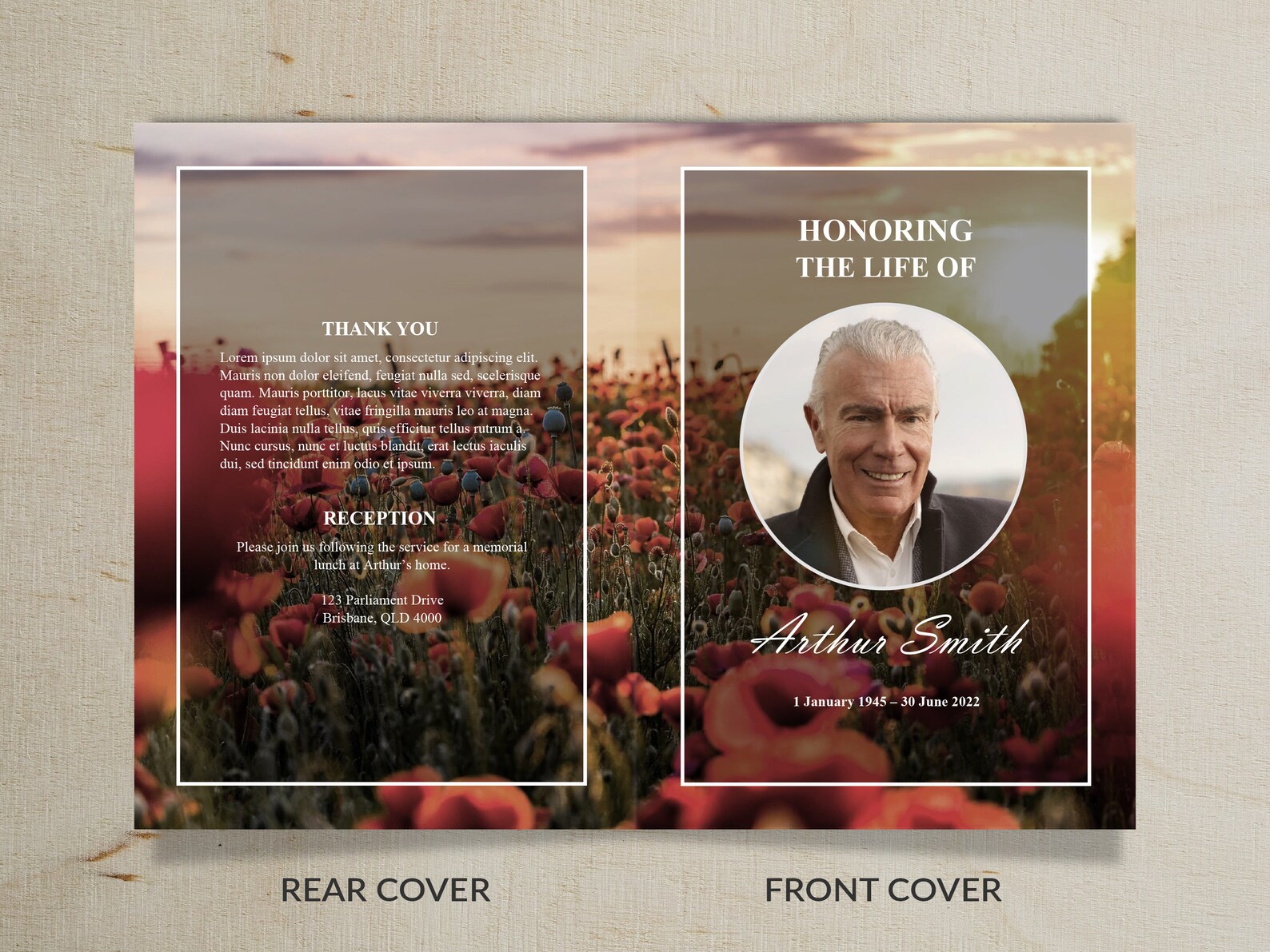 Red Poppy Funeral Program Template, Microsoft Word Funeral Program ...