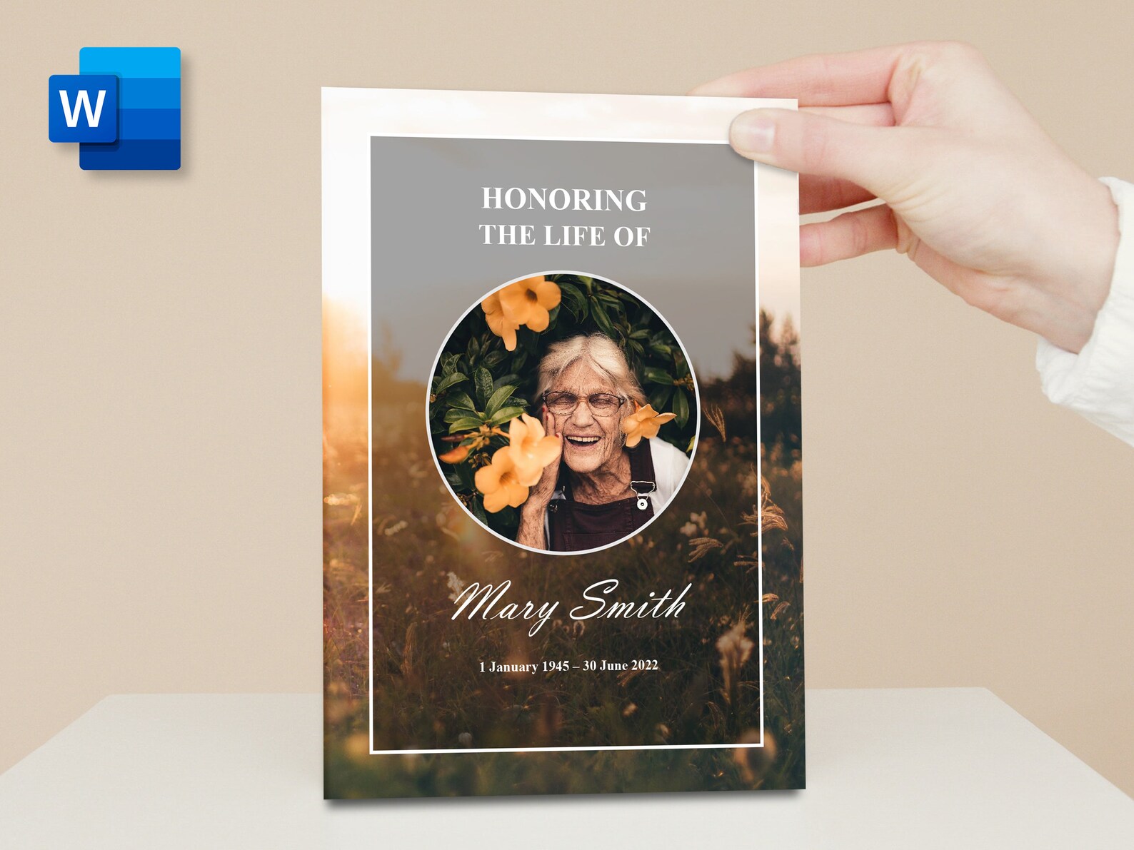 Floral Sunset Funeral Program Template, Microsoft Word Funeral Program ...