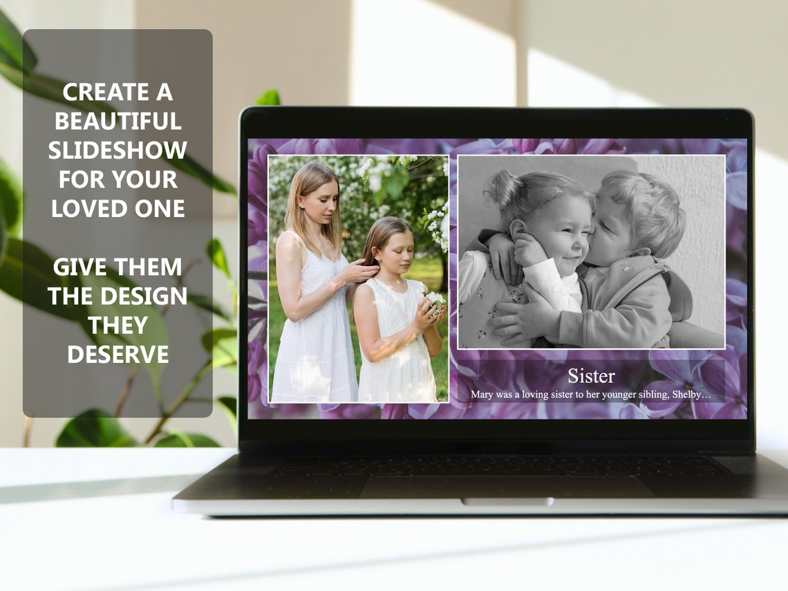 Purple Floral Funeral Slideshow Template, Editable Funeral Powerpoint ...