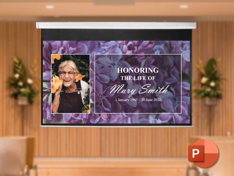 Purple Floral Funeral Slideshow Template, Editable Funeral Powerpoint ...