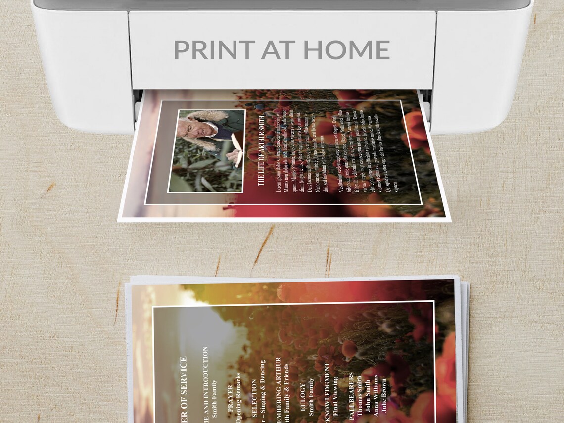 Red Poppy Funeral Program Template, Microsoft Word Funeral Program ...