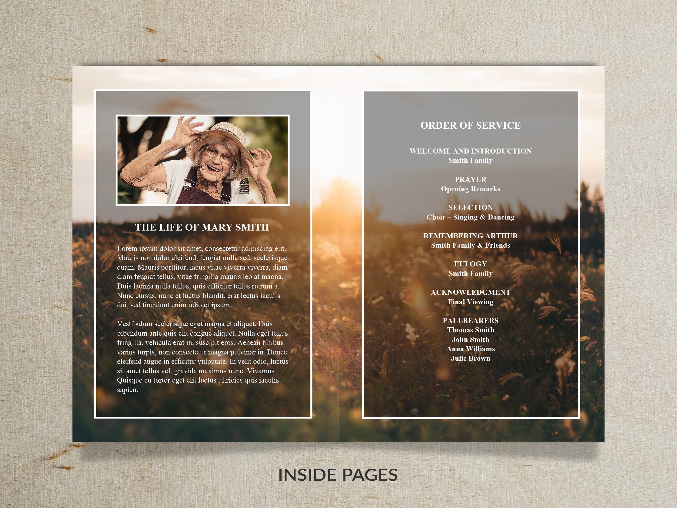 Floral Sunset Funeral Program Template, Microsoft Word Funeral Program ...