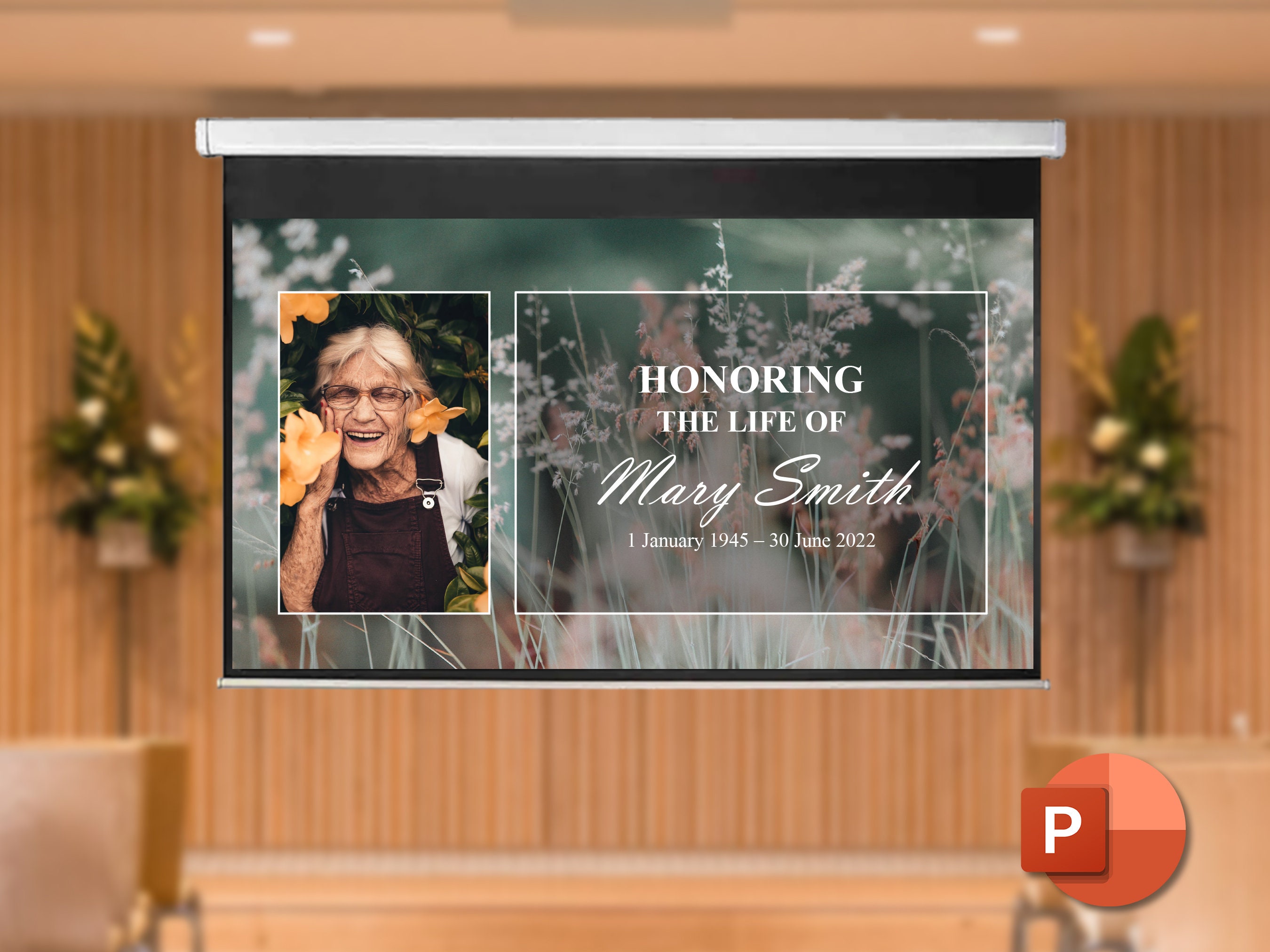 Green Floral Funeral Slideshow Template, Editable Funeral Powerpoint ...