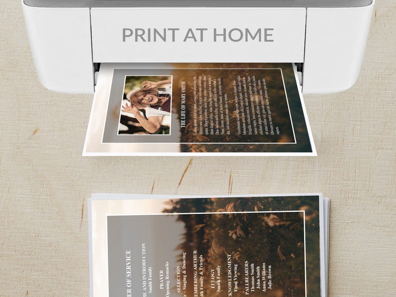 Floral Sunset Funeral Program Template, Microsoft Word Funeral Program ...