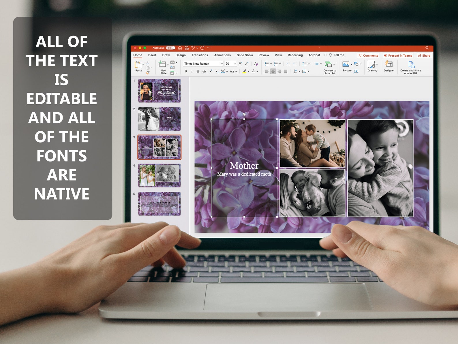 Purple Floral Funeral Slideshow Template, Editable Funeral Powerpoint ...