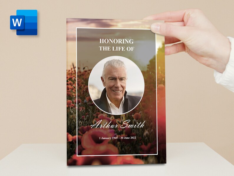 Red Poppy Funeral Program Template, Microsoft Word Funeral Program ...