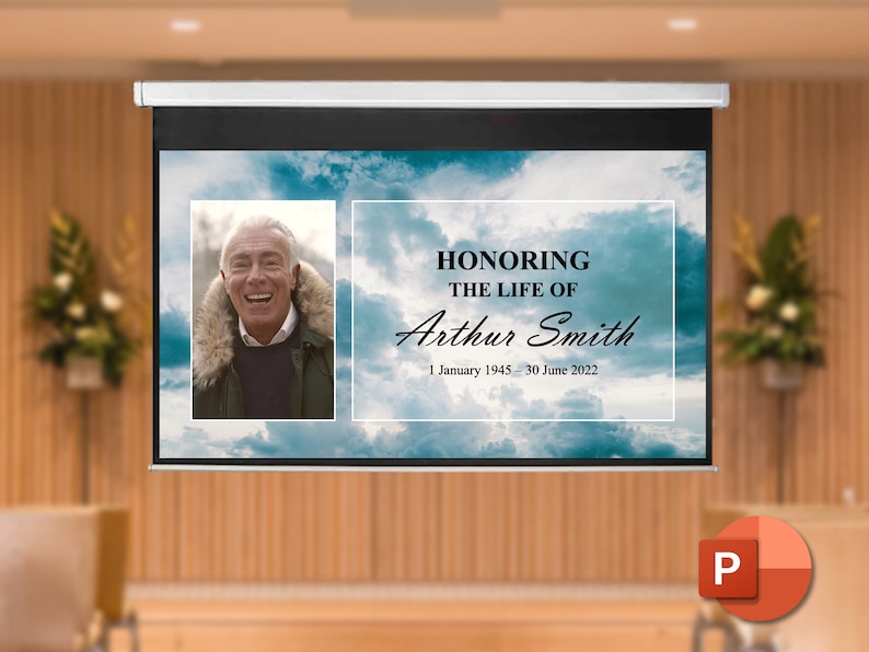 Cloud Funeral Slideshow Template, Editable Funeral Powerpoint Template ...