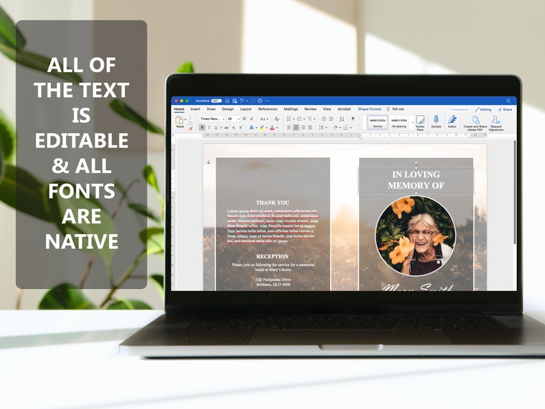 Floral Sunset Funeral Program Template, Microsoft Word Funeral Program ...