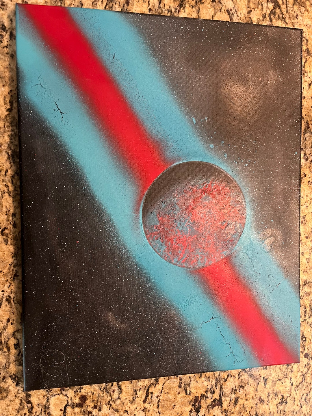 Blue and Red Planet - Etsy