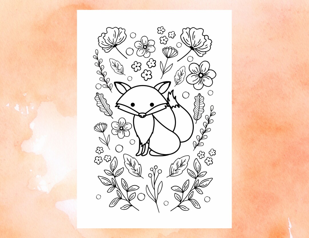 Forest Fox Coloring Page - Etsy