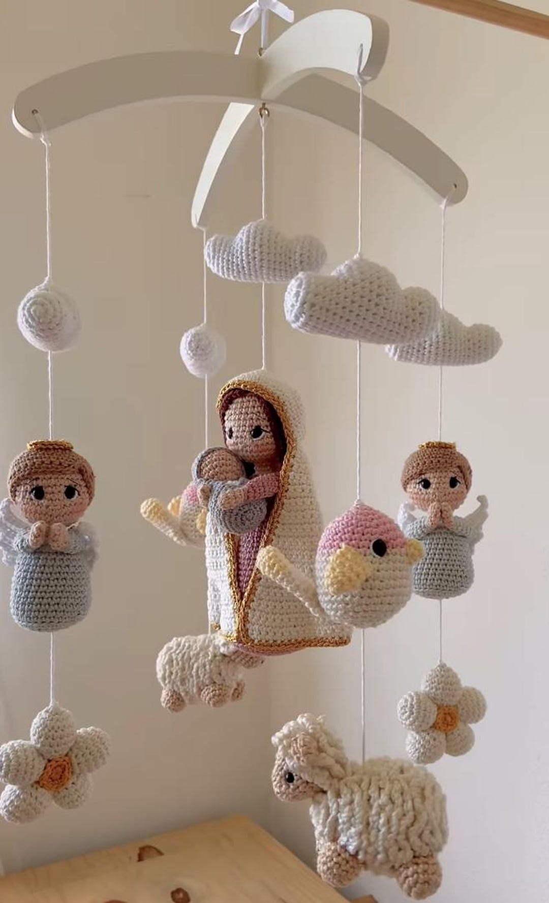 Virgin Mary Baby Crib Mobile - Catholic Handmade Nursery Decor, Crochet ...
