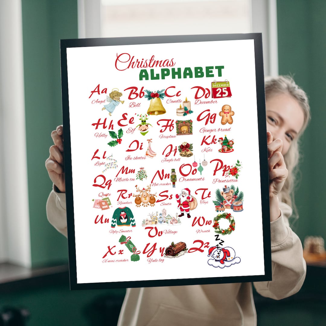 Christmas Calligraphy ABC, Alphabet, Holiday Decorations, Christmas for ...