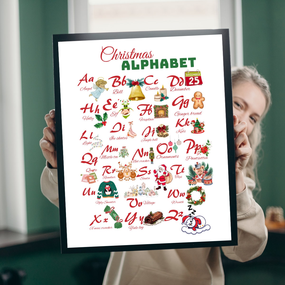 Christmas Calligraphy ABC, Alphabet, Holiday Decorations, Christmas for ...