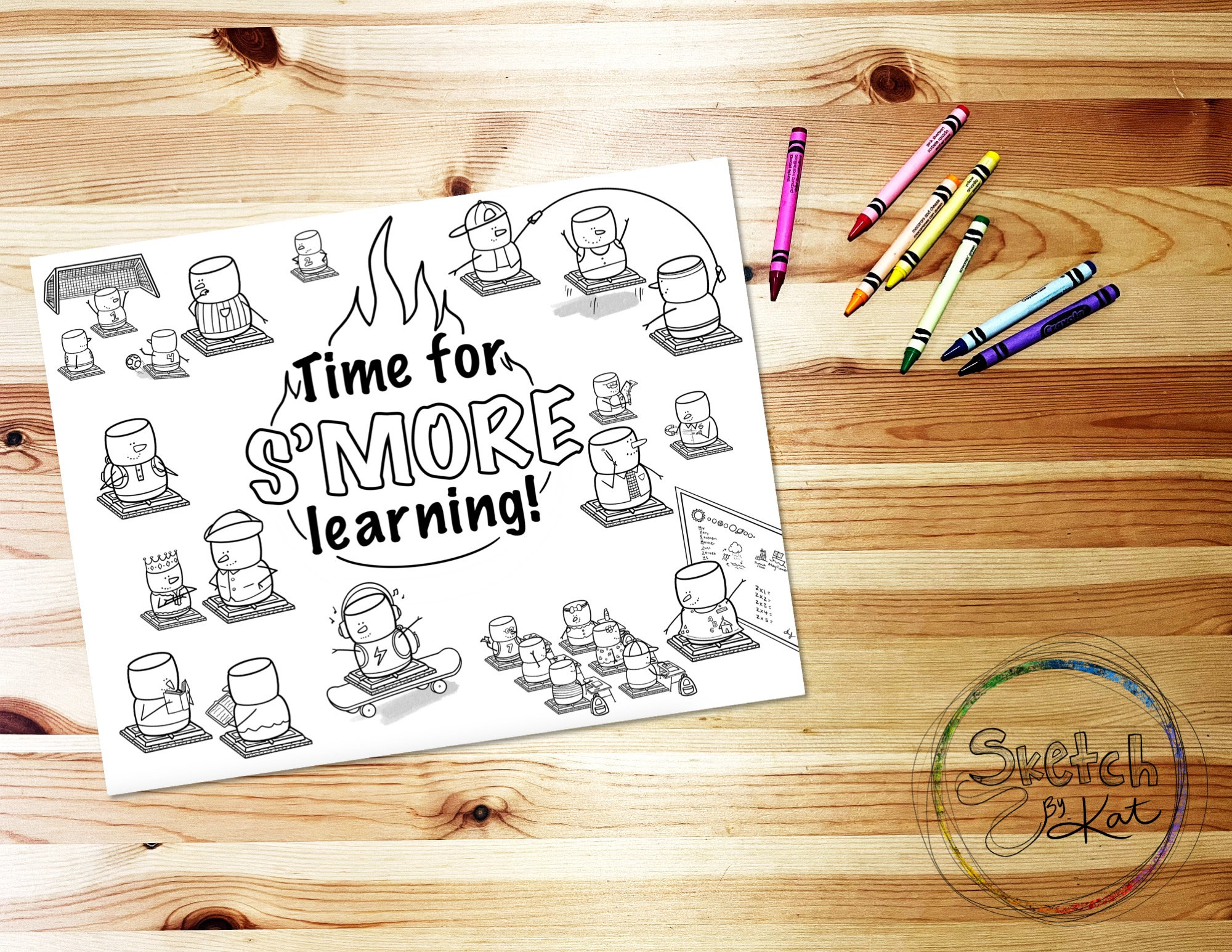 Time for S'more Learning | Back to School Coloring Pages - Etsy