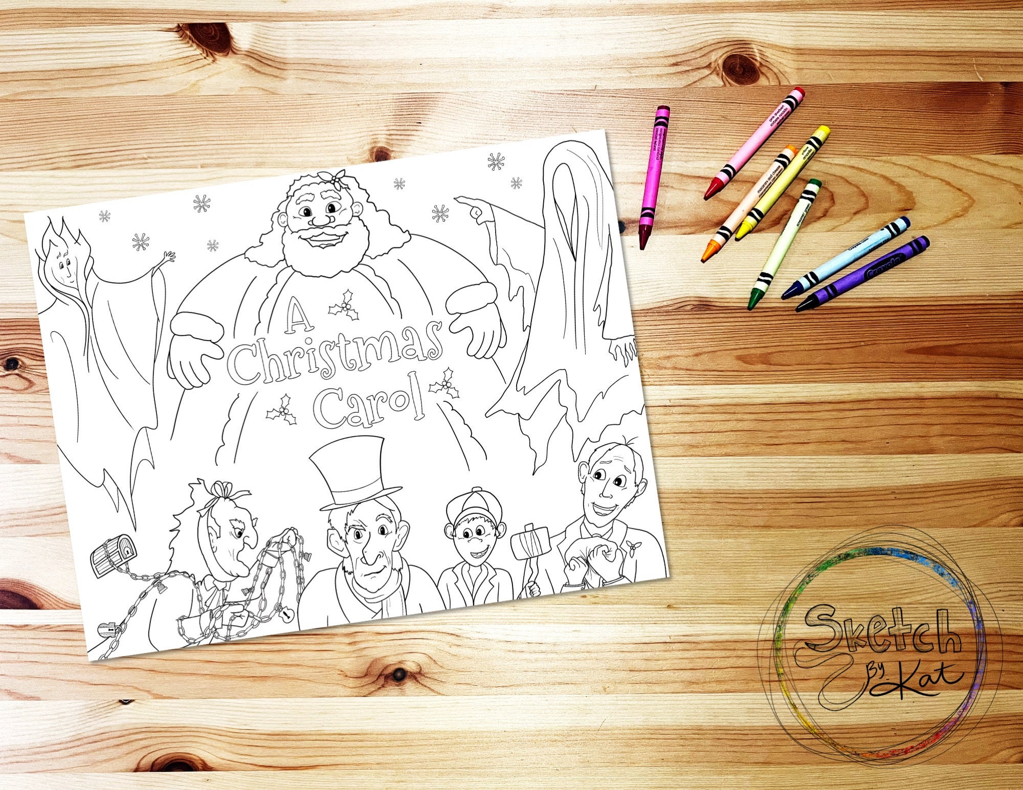 A Christmas Carol Coloring Page - Etsy