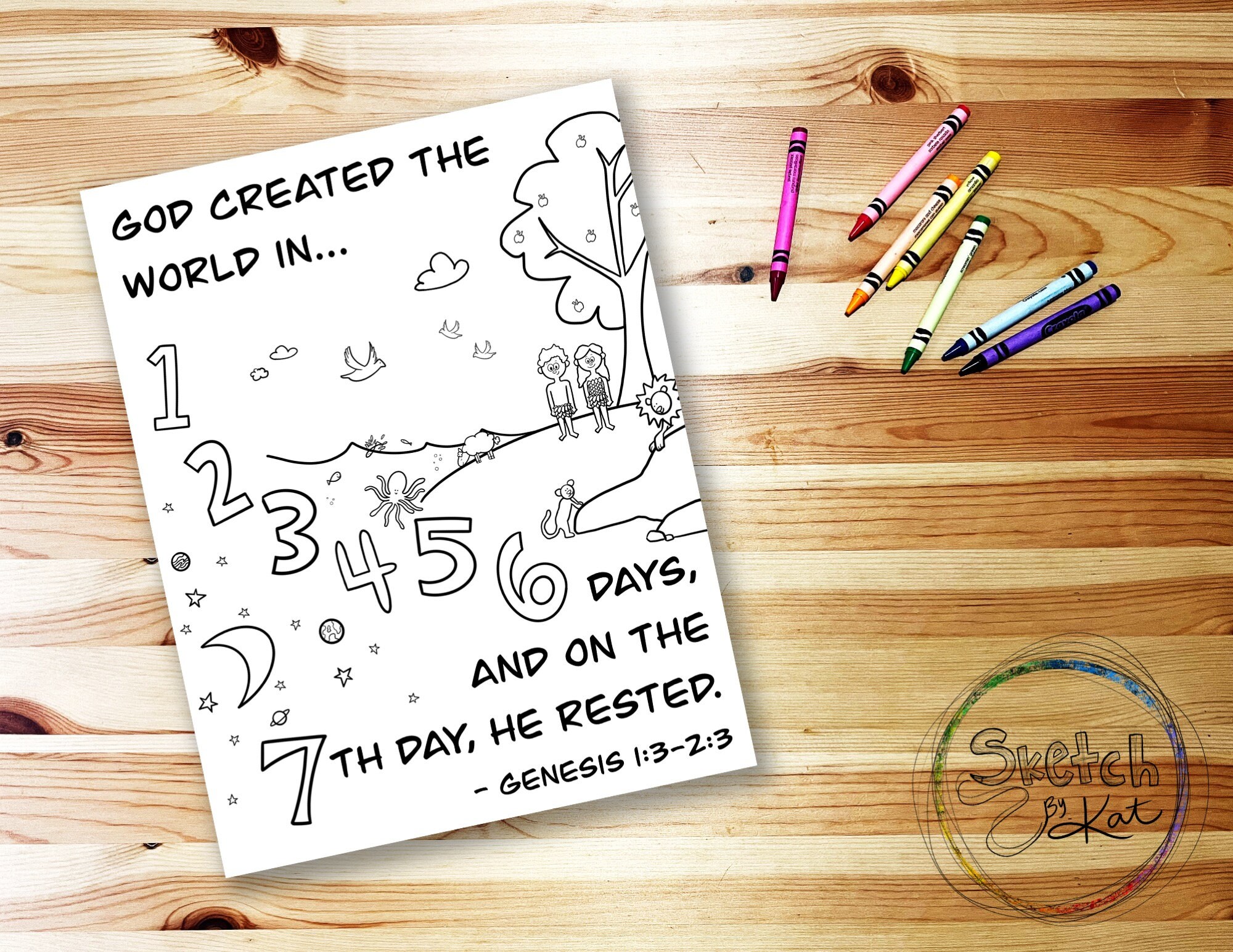 Creation Bible Coloring Pages - Etsy