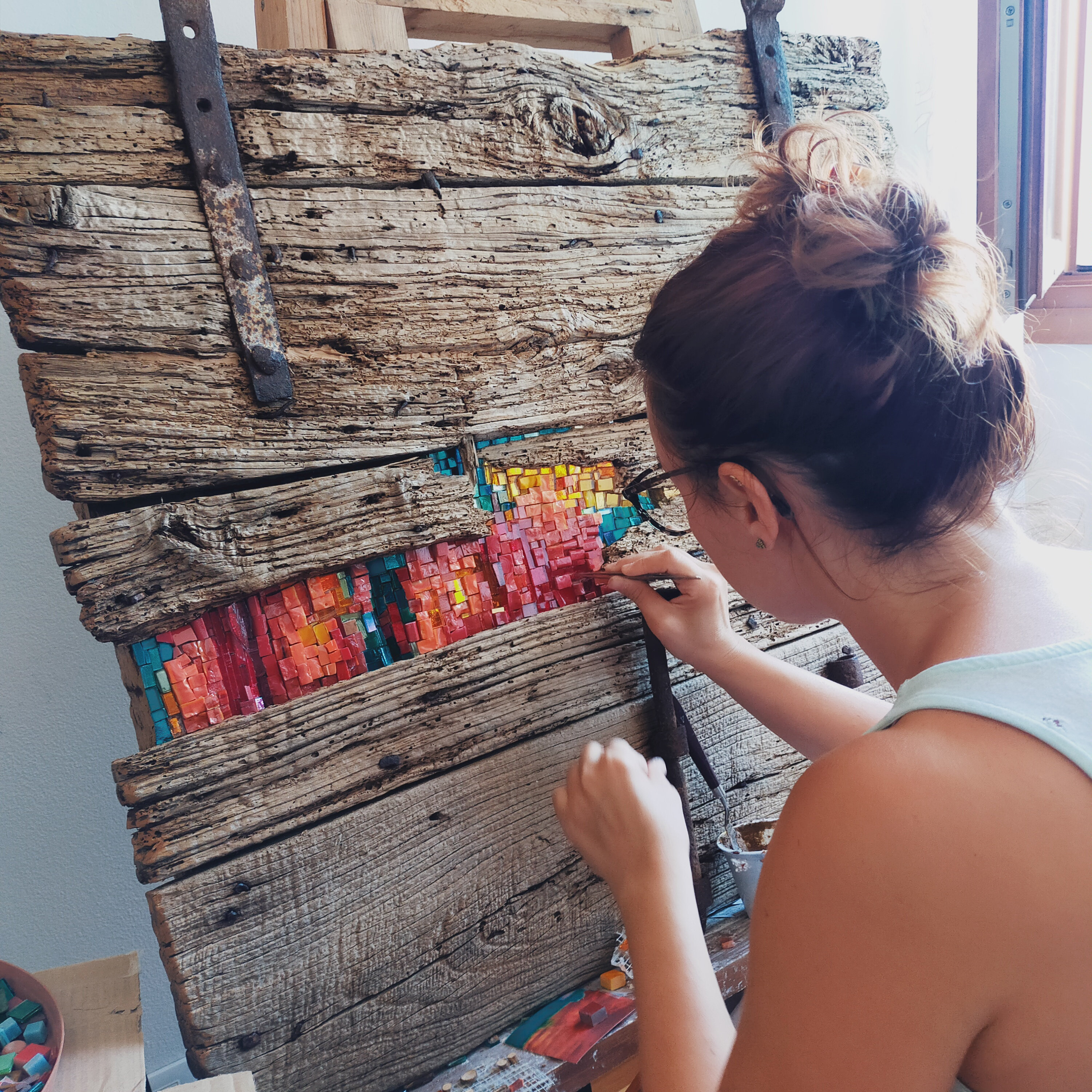 Mosaic on Wood - Etsy