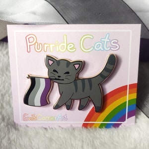 Asexual Pride Flag Cat Hard Enamel Pin | Lapel Pin | Ace Flag Pin ...