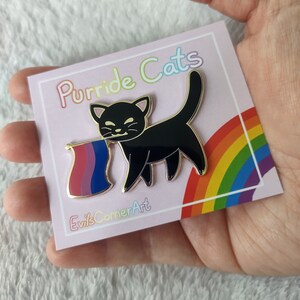 PREORDER Bisexual Pride Flag Cat Hard Enamel Pin | Lapel Pin | Bi Flag ...