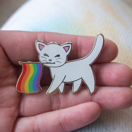 Pansexual Pride Flag Cat Hard Enamel Pin Lapel Pin Pan - Etsy