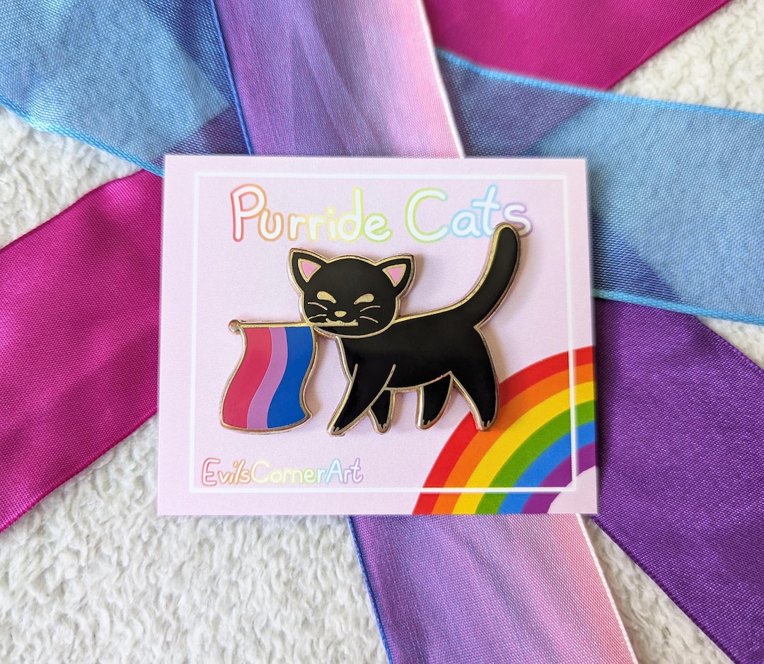 PREORDER Bisexual Pride Flag Cat Hard Enamel Pin | Lapel Pin | Bi Flag ...