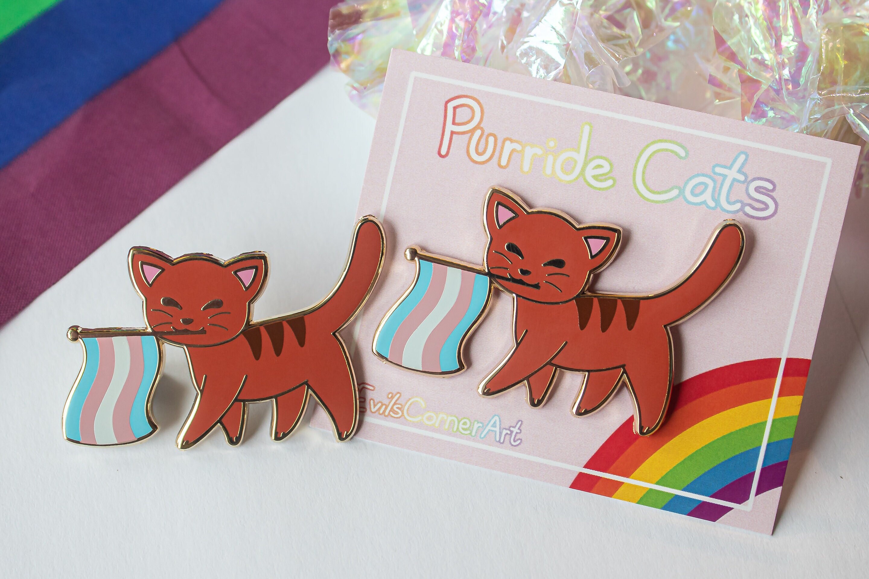 Trans Pride Flag Cat Hard Enamel Pin Lapel Pin Trans Flag - Etsy