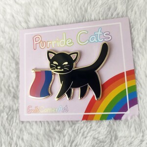 PREORDER Bisexual Pride Flag Cat Hard Enamel Pin | Lapel Pin | Bi Flag ...