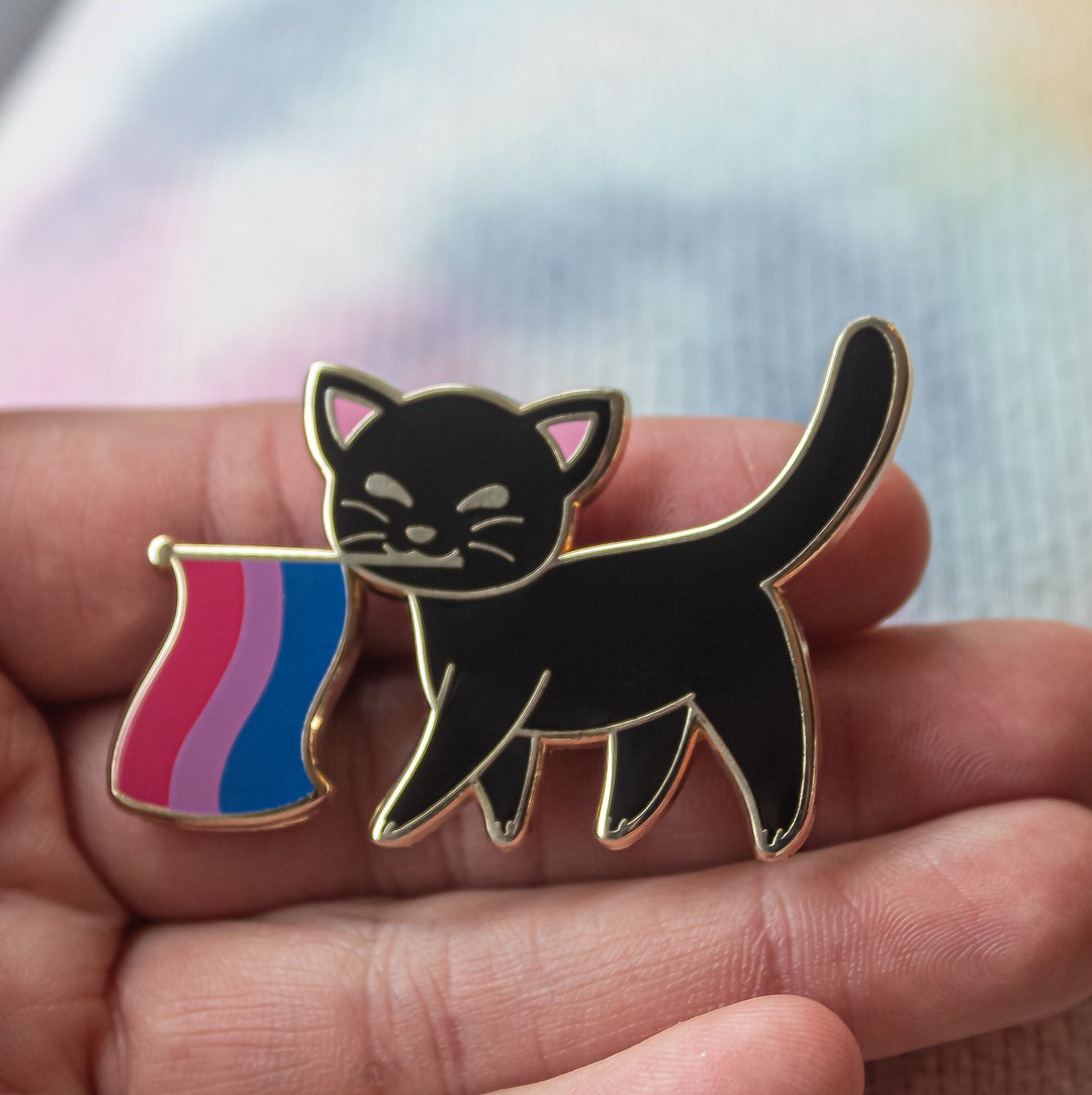Bisexual Pride Flag Cat Hard Enamel Pin Lapel Pin Bi Flag - Etsy