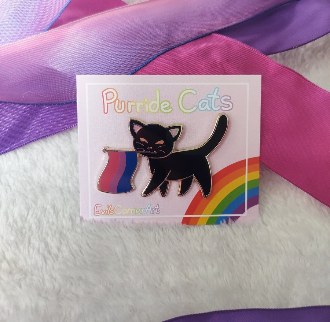 Bisexual Pride Flag Cat Hard Enamel Pin Lapel Pin Bi Flag Pin Lgbtq Pin ...