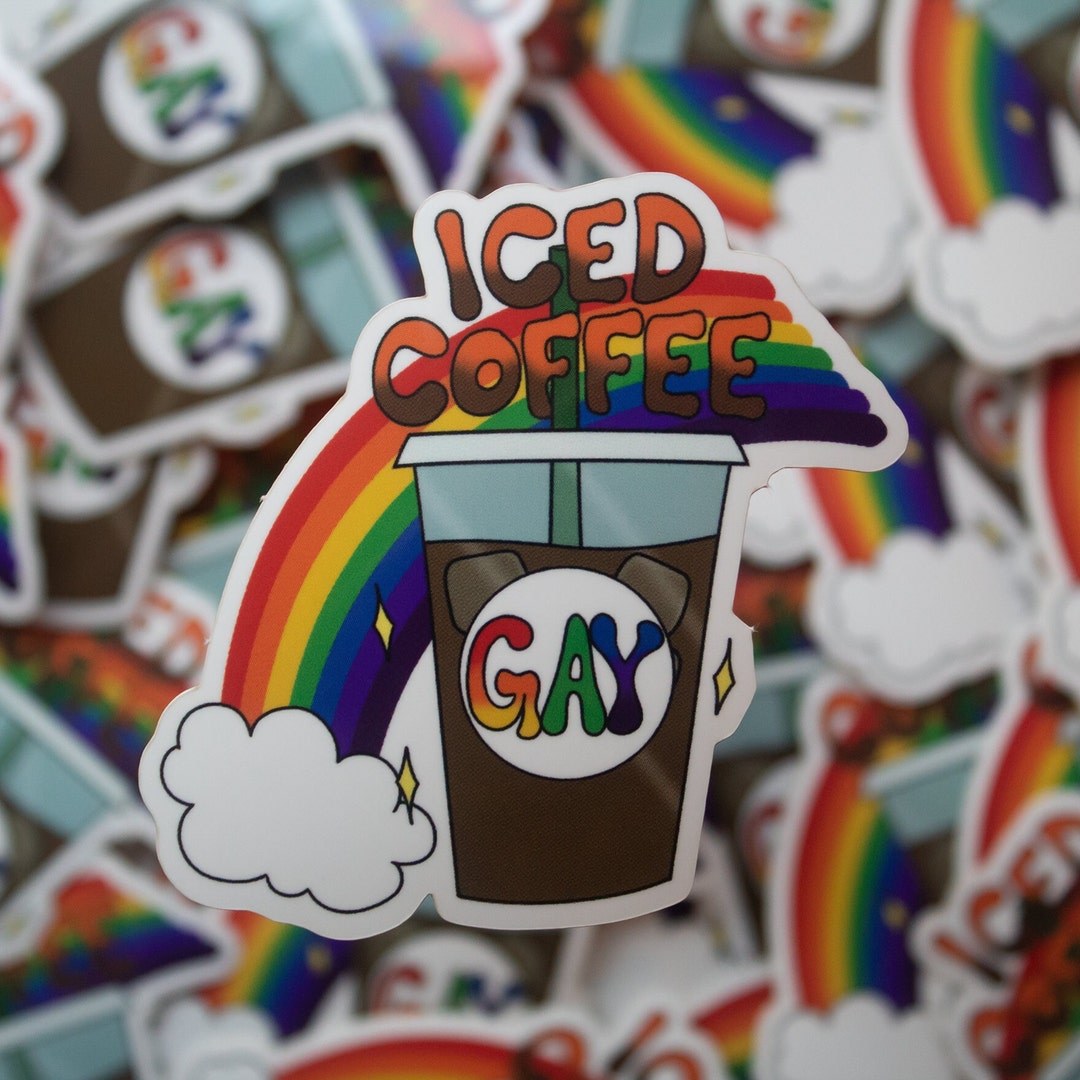 Gay Iced Coffee Shiny Vinyl Sticker - Etsy