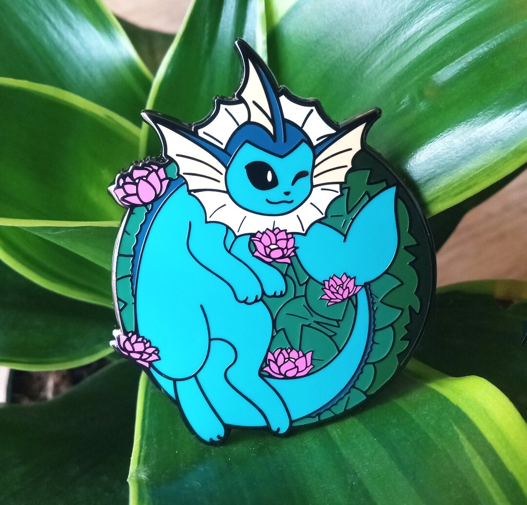 Vaporeon Floral Hard Enamel Pin | Eeveelution Lapel Pin - Etsy
