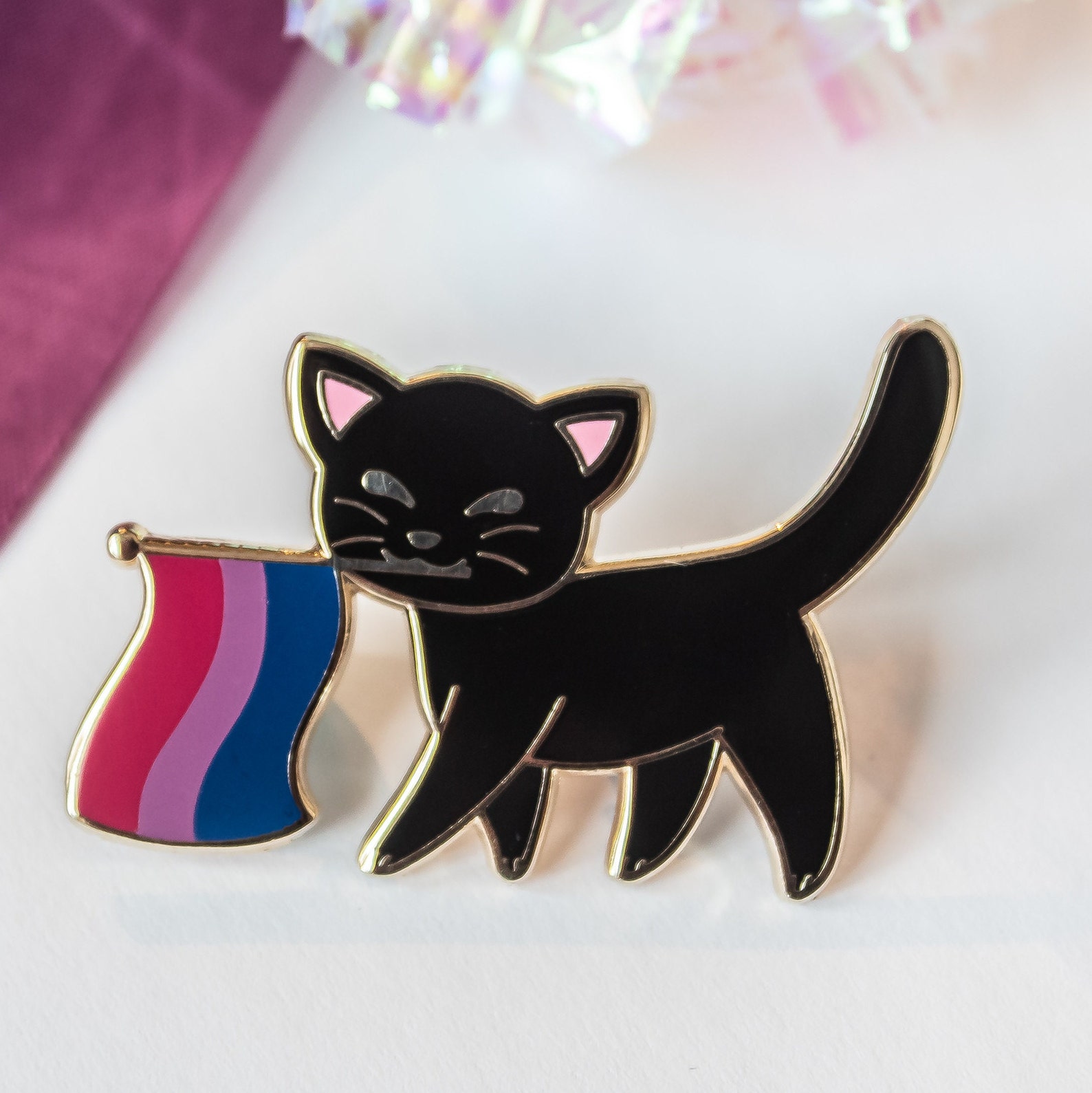 Bisexual Pride Flag Cat Hard Enamel Pin Lapel Pin Bi Flag - Etsy