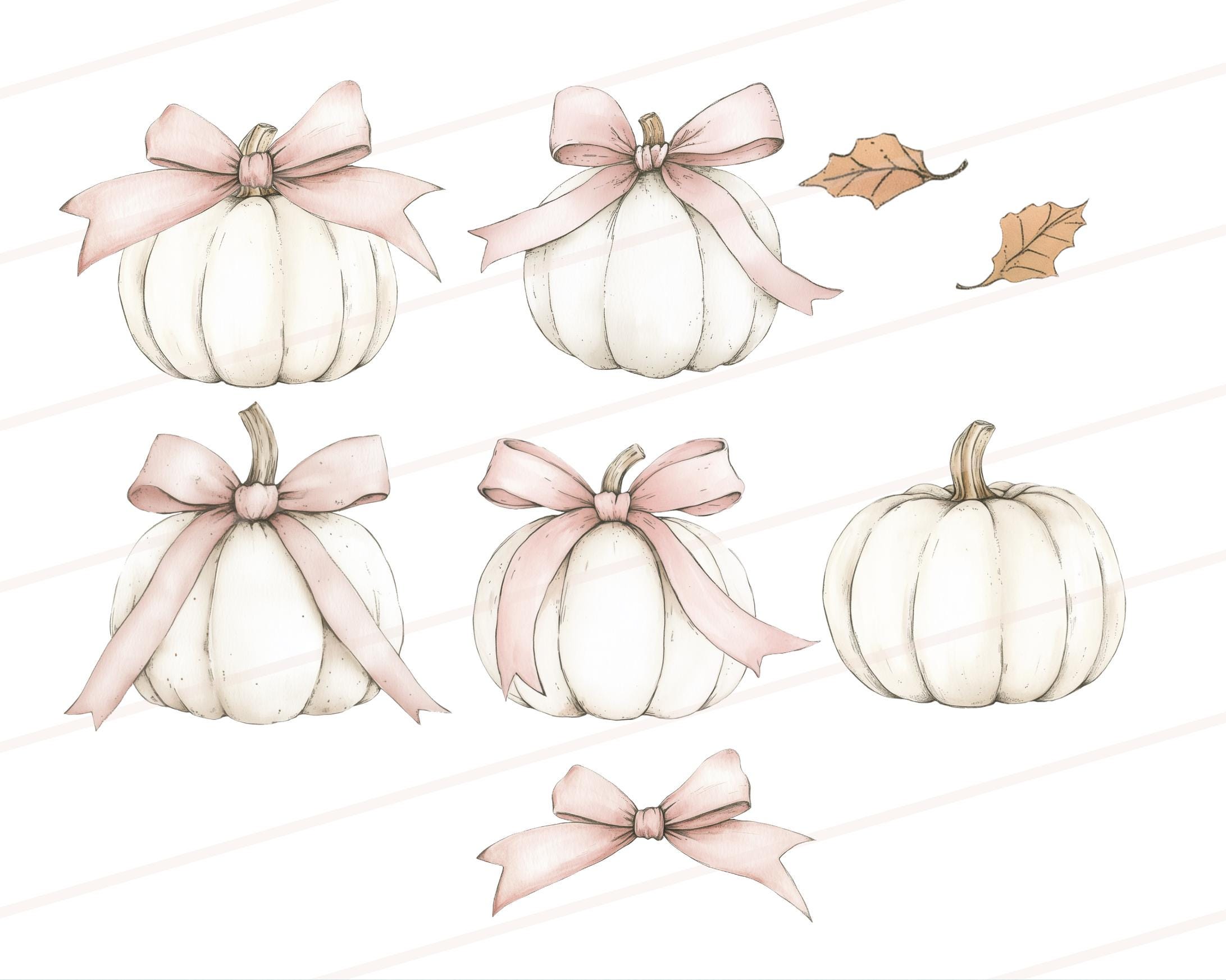 Fall Watercolor Pumpkins With Bows PNG Clipart Transparent PNG Bow ...