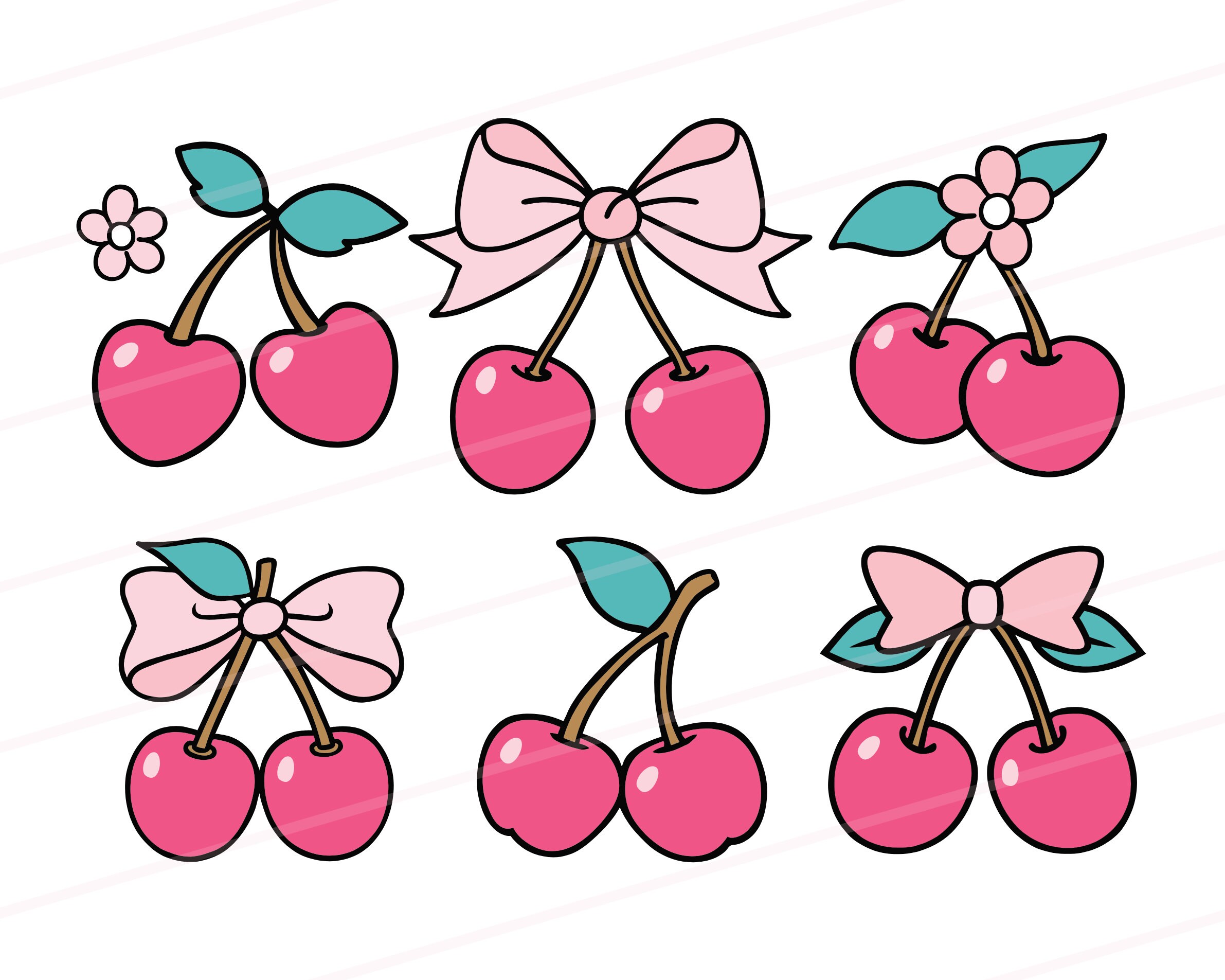 Coquette Cherries With Bows SVG and PNG Clipart Transparent PNG ...