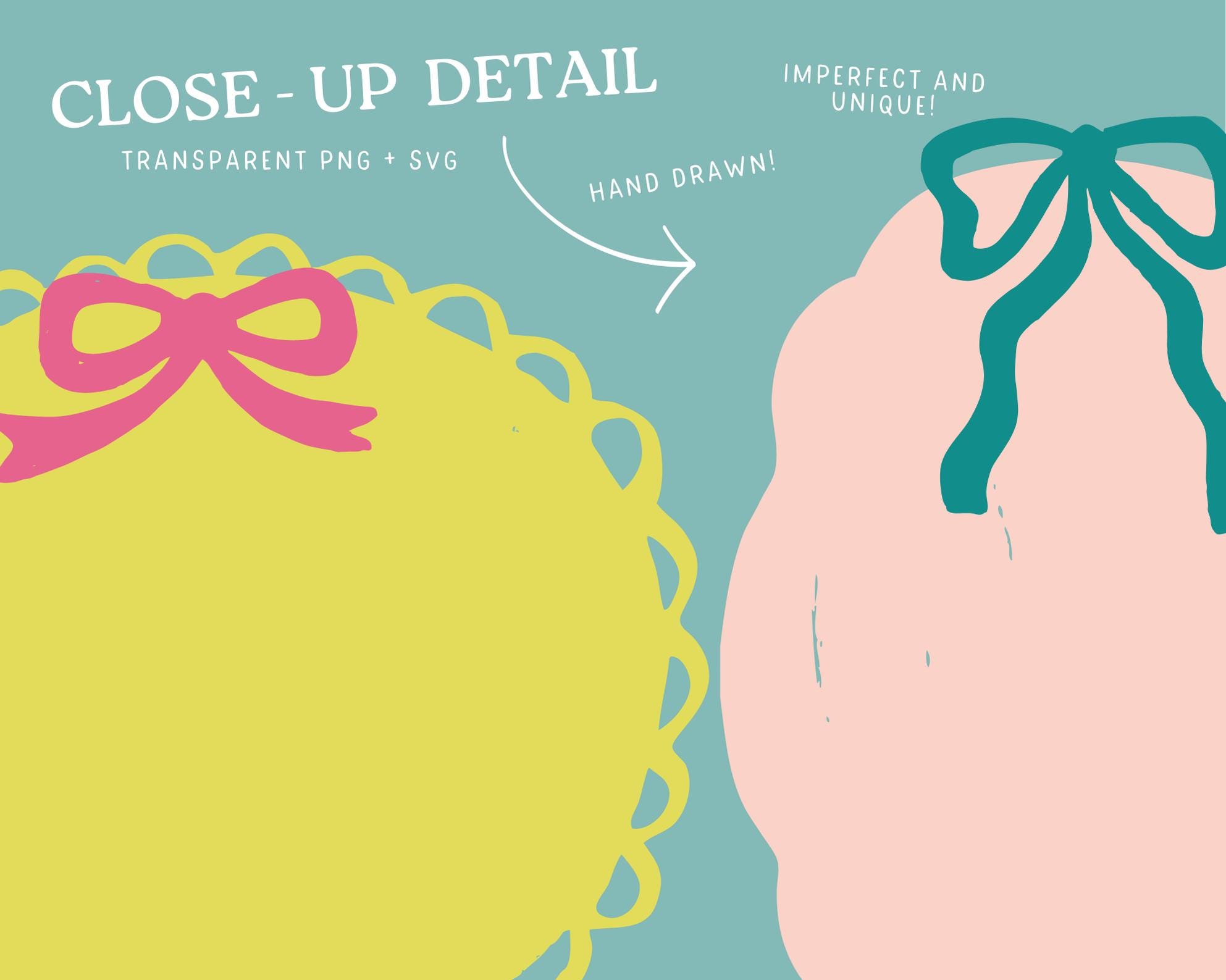 Hand Drawn Colorful Frames With Bows Cute Hand Drawn Whimsical Coquette ...