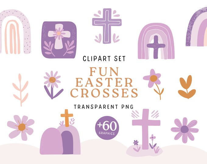 Easter Faith Crosses Transparent PNG Lavender Purple Lilac Hand Drawn ...