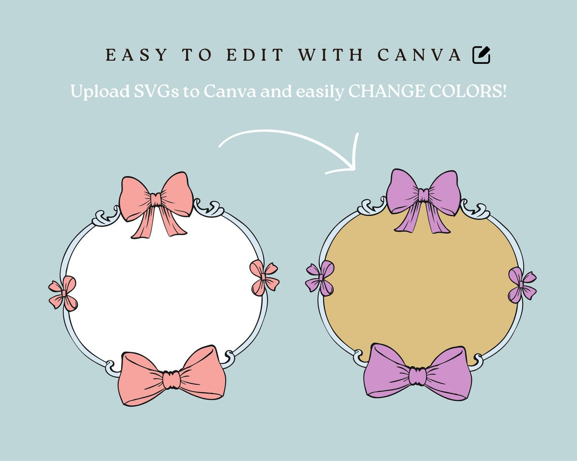Bow Frames Clipart: Fairytale Coquette Borders (PNG, SVG) - Etsy