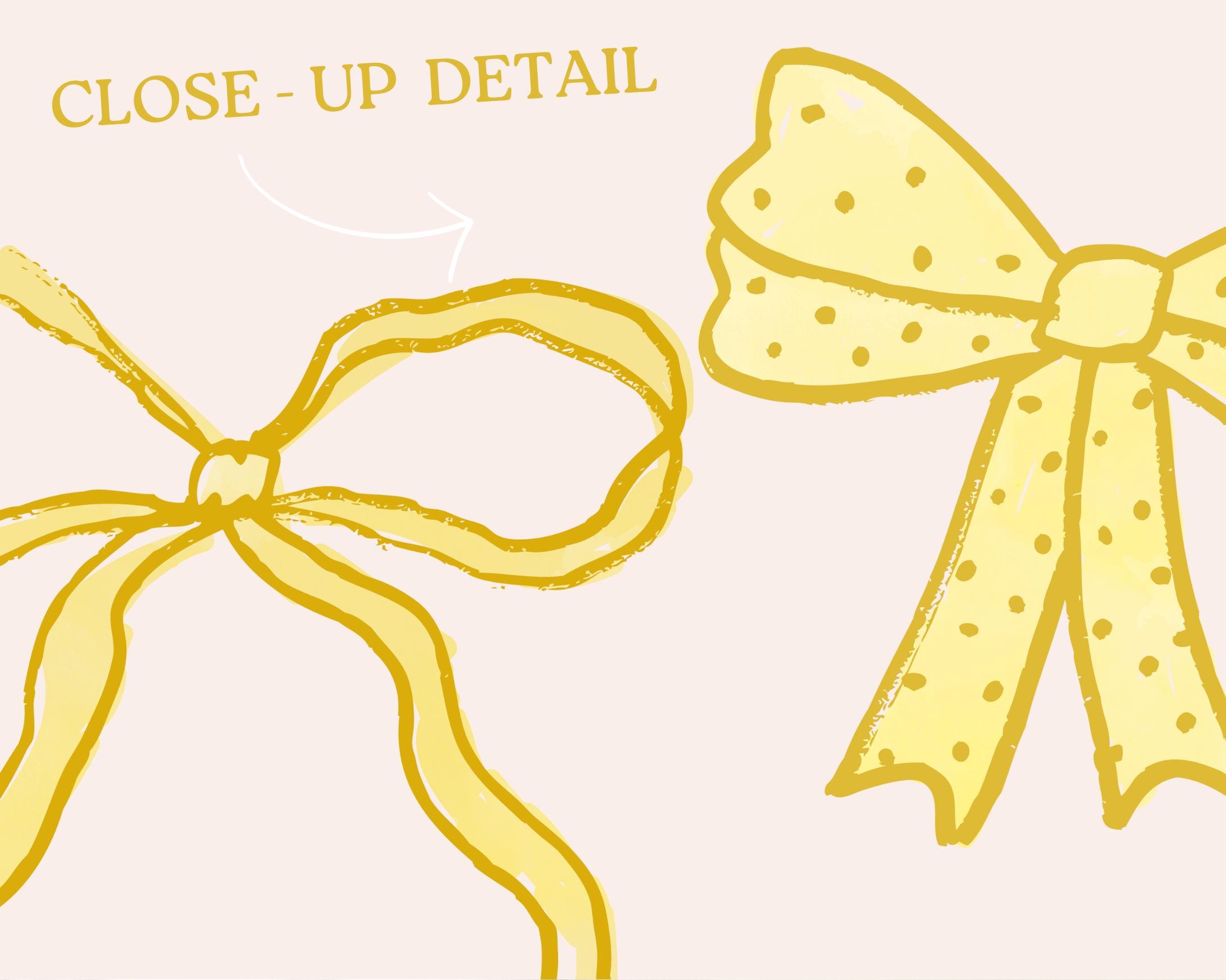 Preppy Yellow Hand Drawn Bows Transparent PNG Watercolor Pastel ...