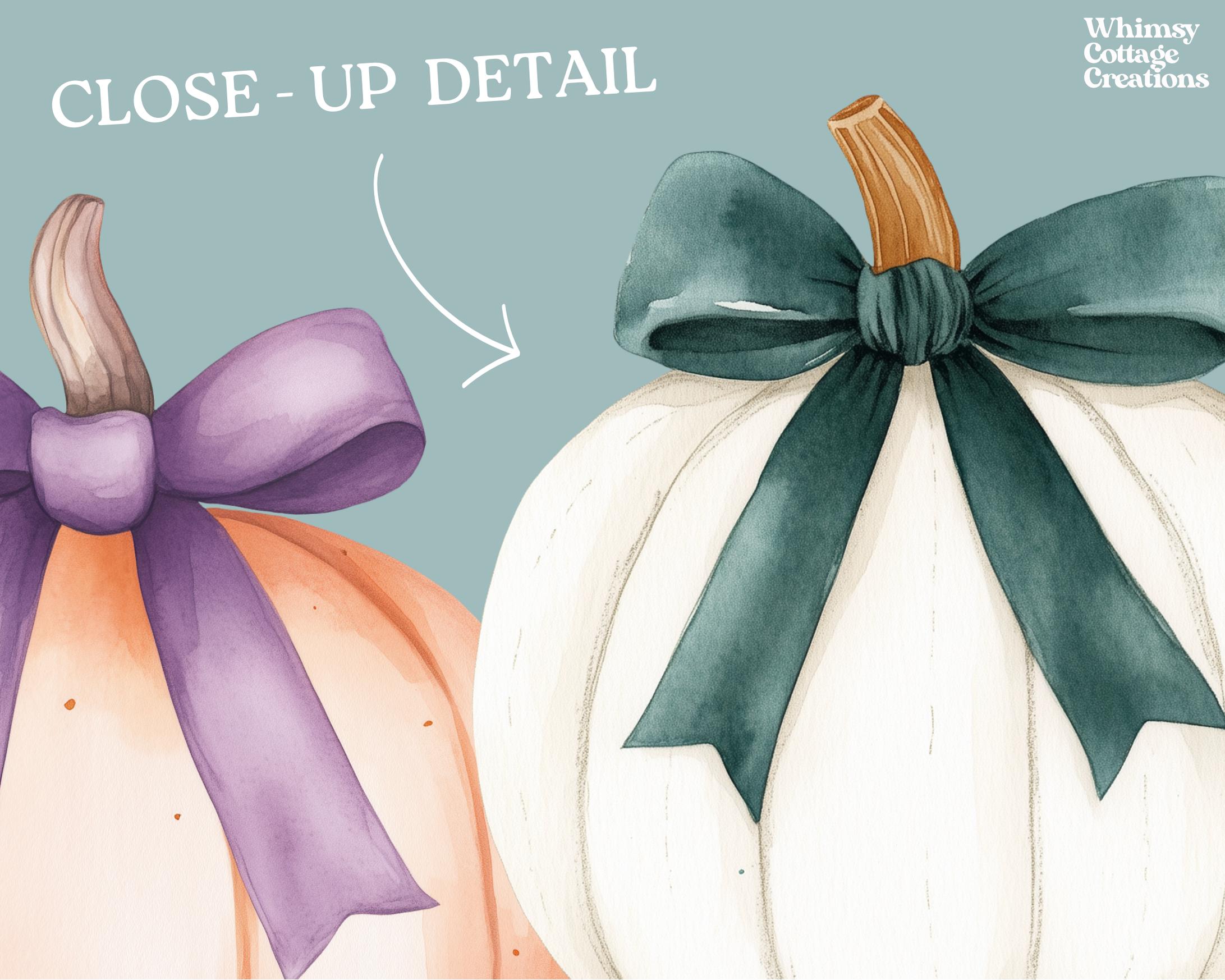 Cute Fall Pumpkins With Bows PNG Clipart Transparent PNG Bow Pumpkin ...