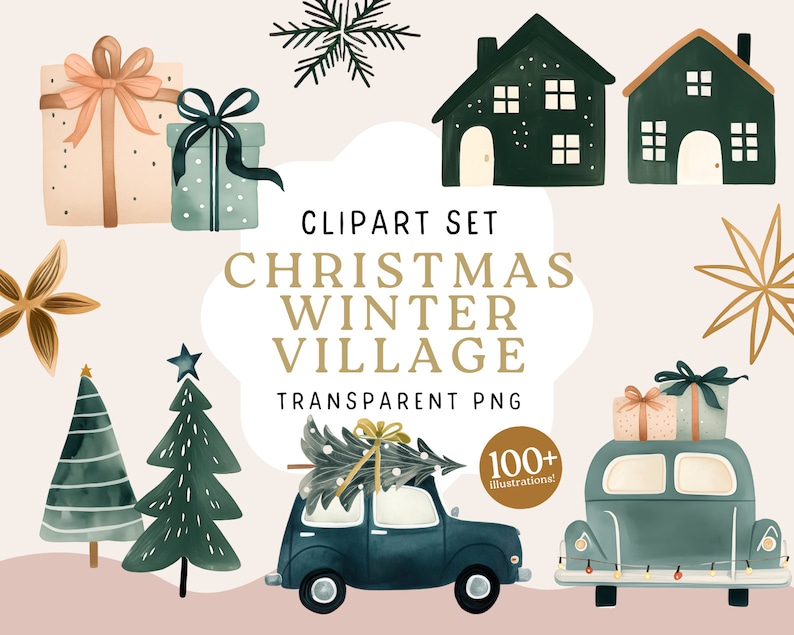 Winter Christmas Town Village | Transparent PNG | Clipart Illustration ...