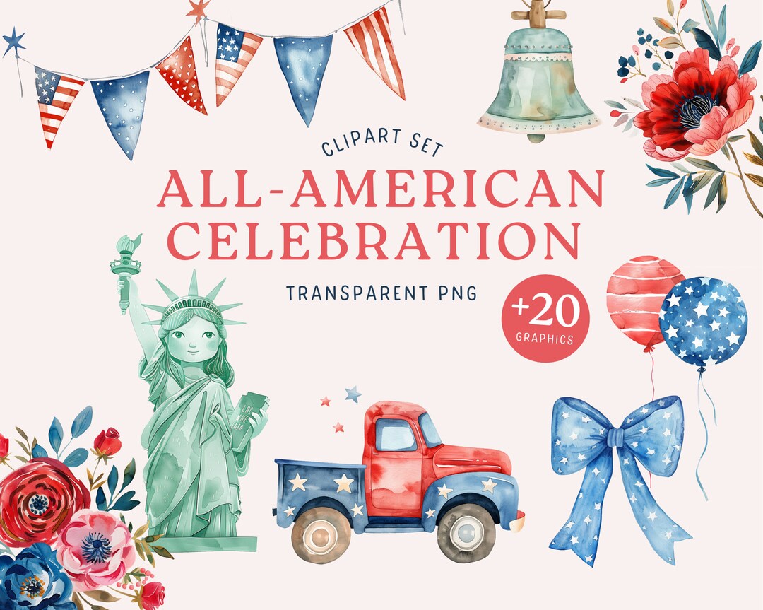 Fourth of July Clip Art Independence Day Clipart Watercolor ...